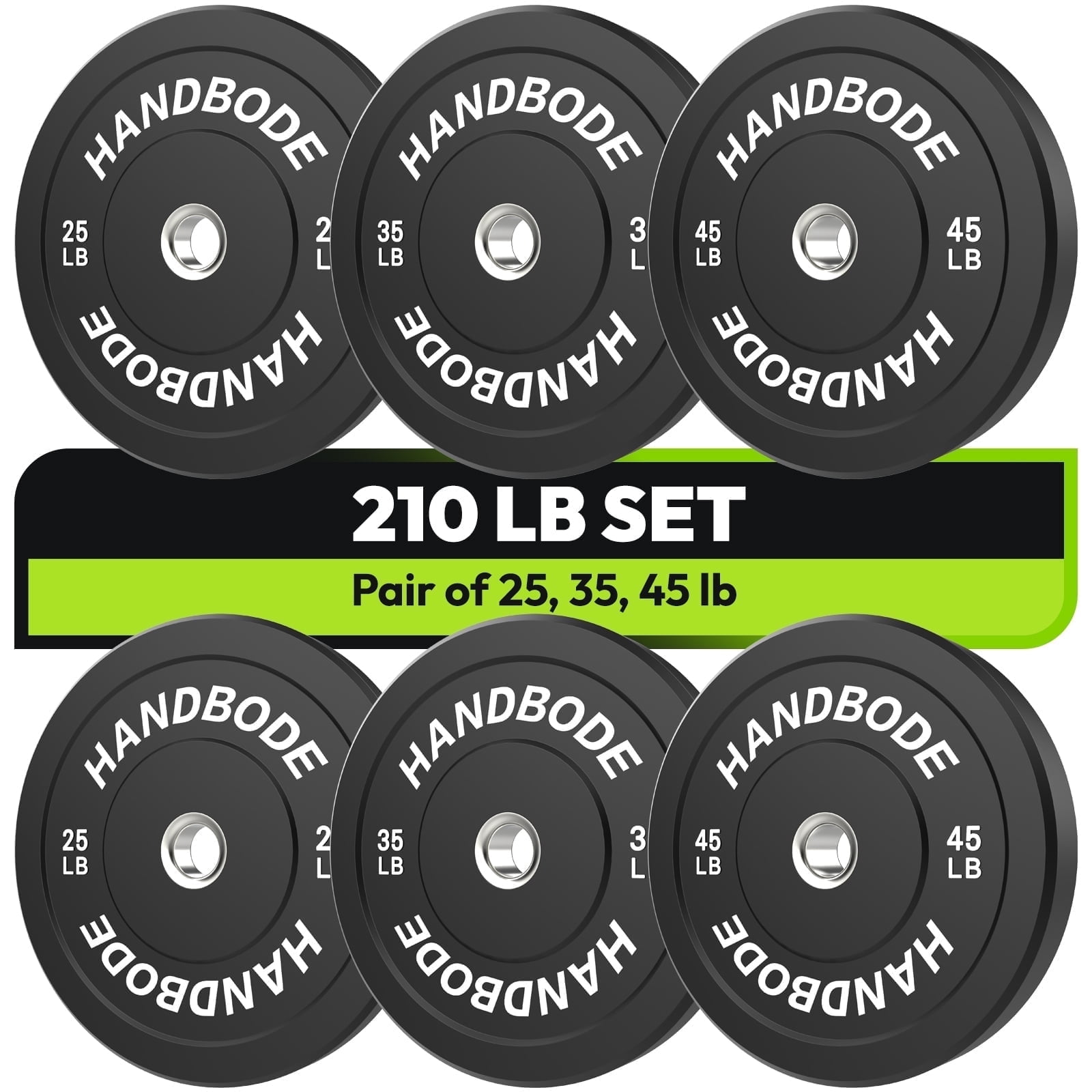 HANDBODE Bumper Plates 210 lb Set, Olympic Weight Plates Set of 2 ...