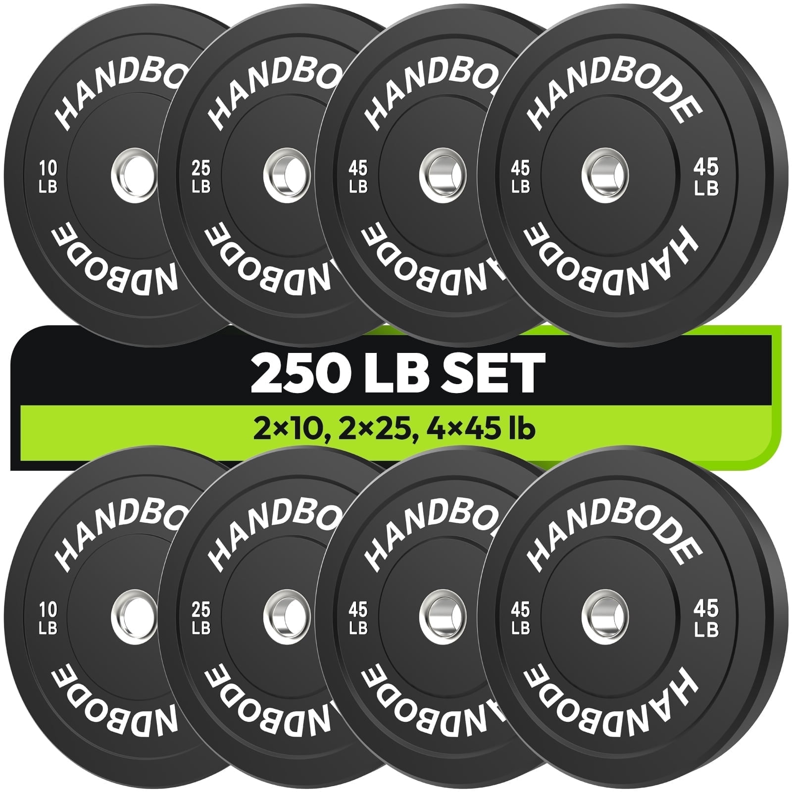 HANDBODE Bumper Plates 250 lb Set, Olympic Weight Plates Set of 2 ...