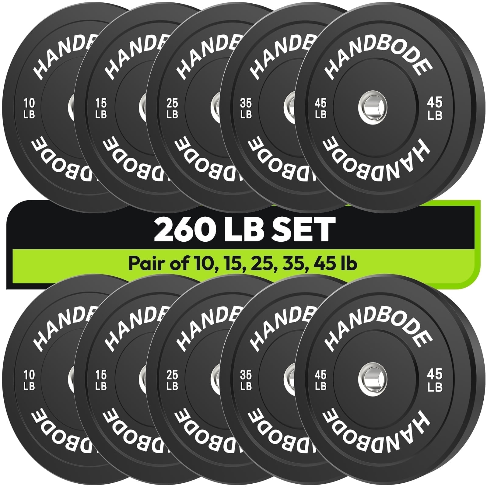HANDBODE Bumper Plates 260 lb Set, Olympic Weight Plates Set of 2 ...
