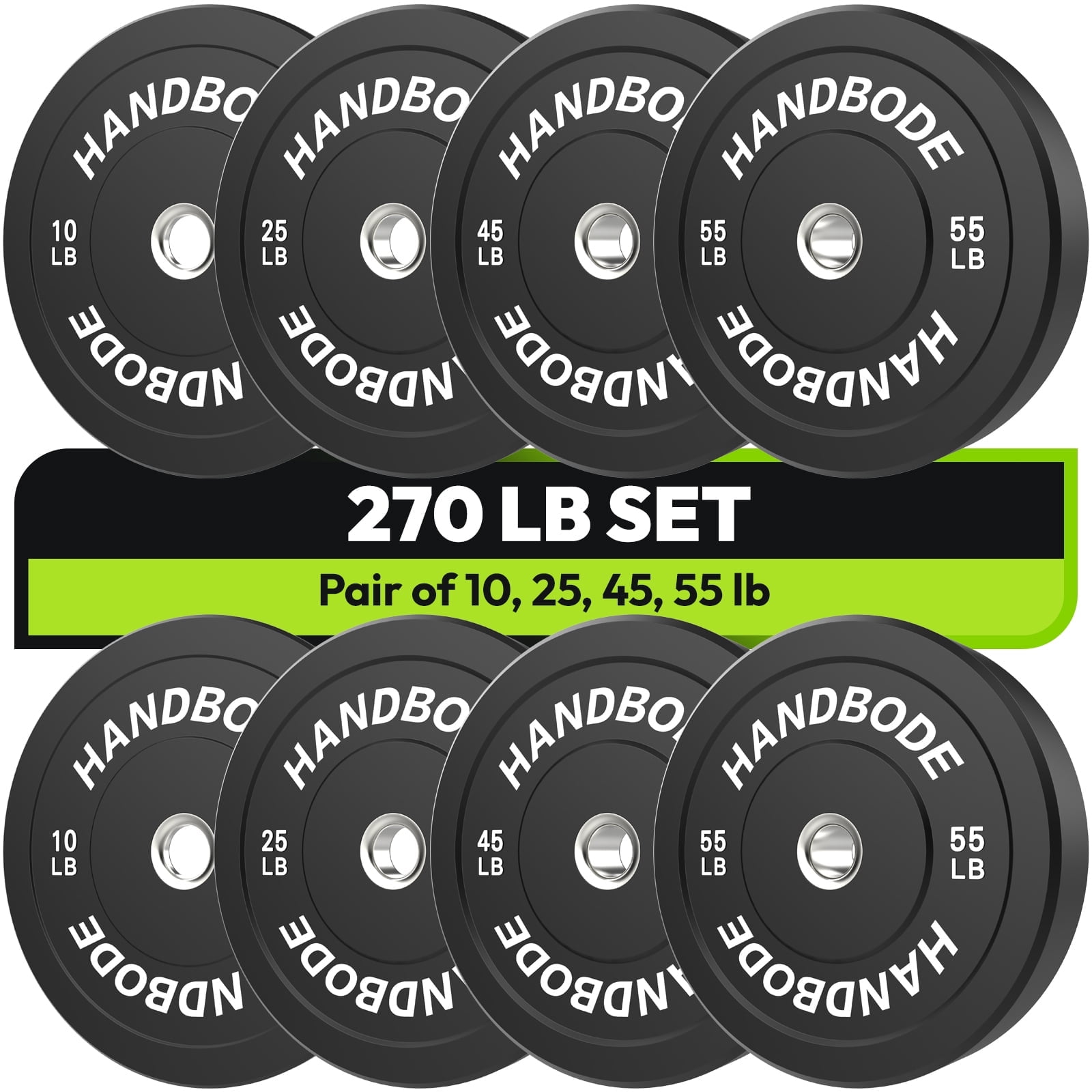 HANDBODE Bumper Plates 270 lb Set, Olympic Weight Plates Set of 2 ...