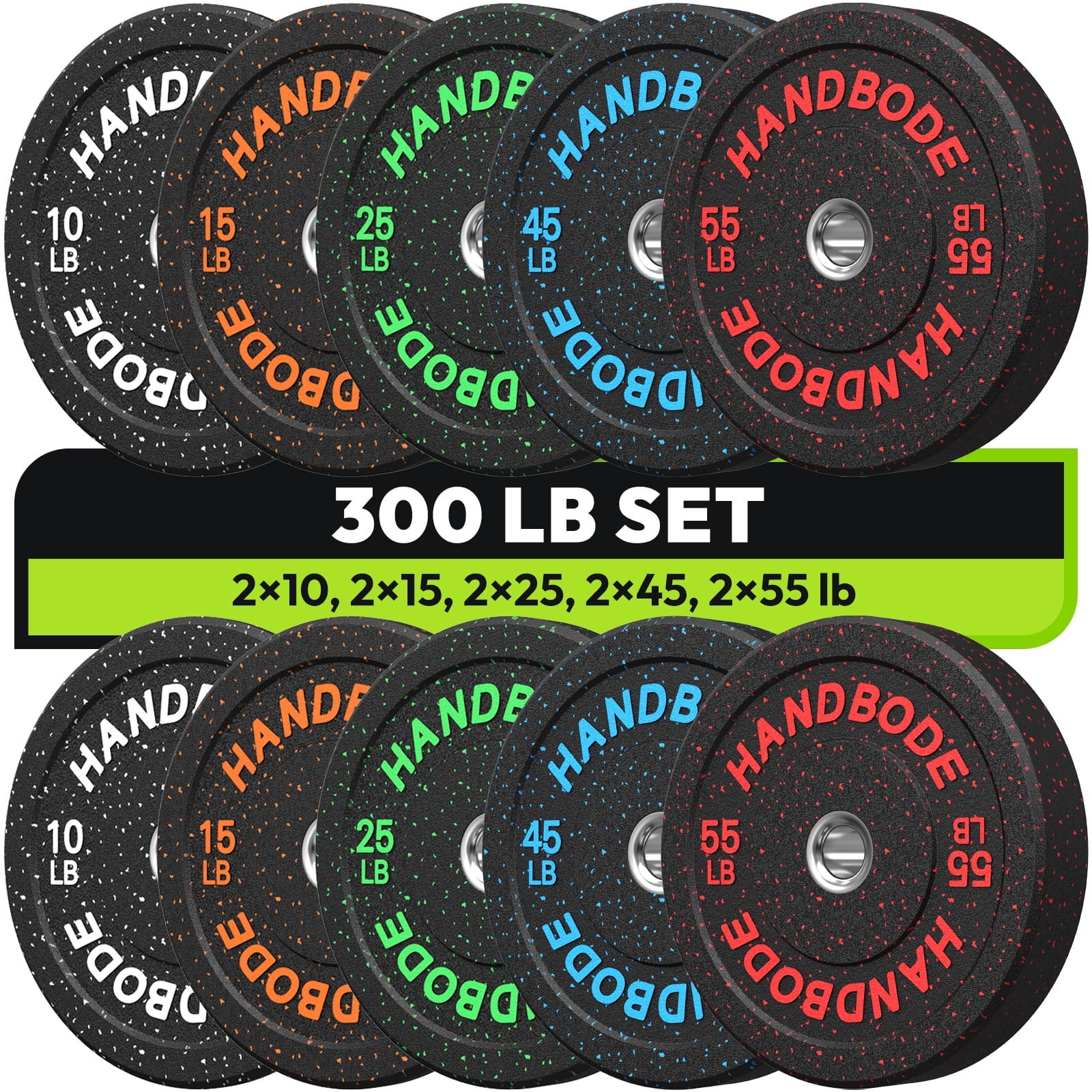 HANDBODE Bumper Plates 300 LB Set C High-Bounce Olympic Weight Plates ...