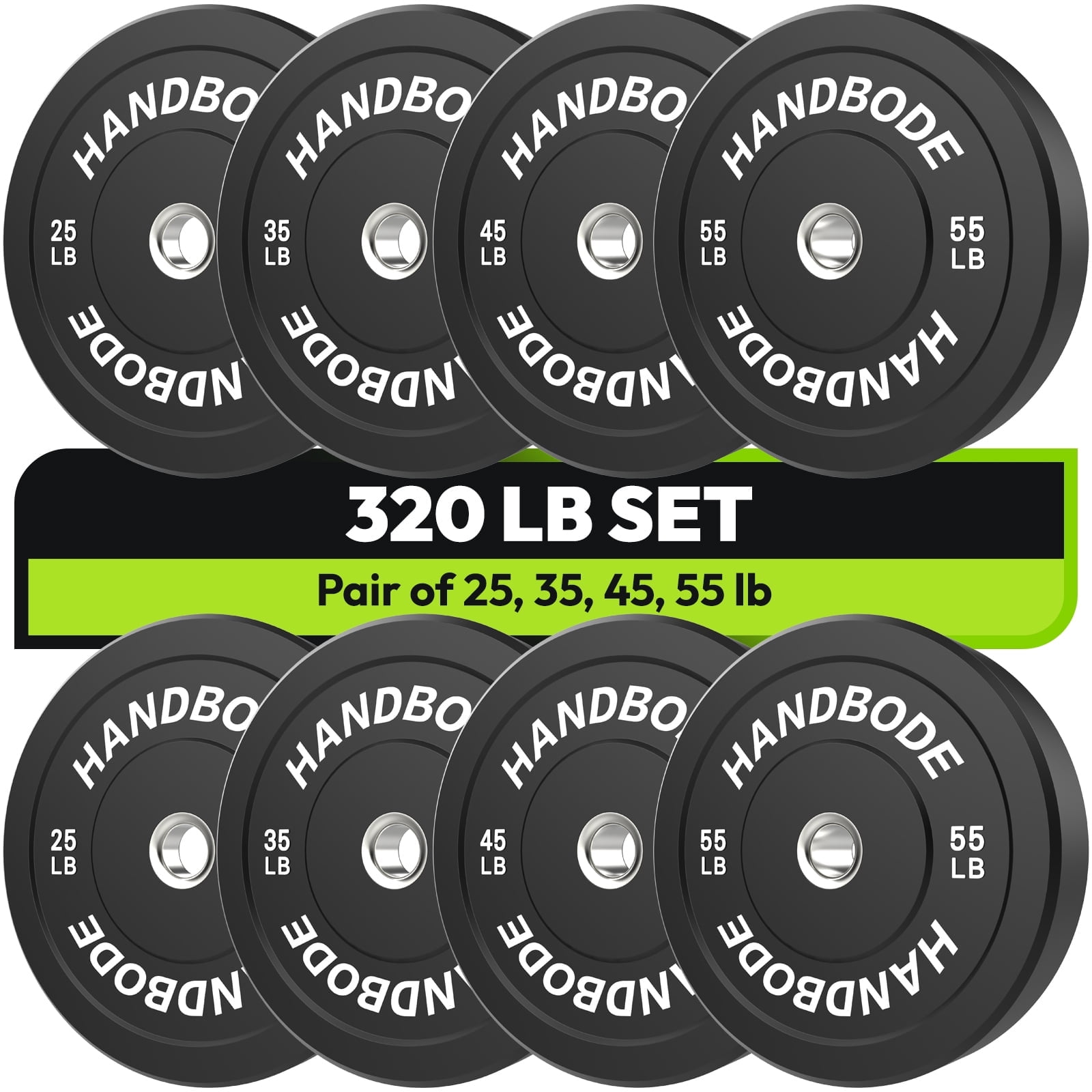 HANDBODE Bumper Plates 320 lb Set, Olympic Weight Plates Set of 2 ...