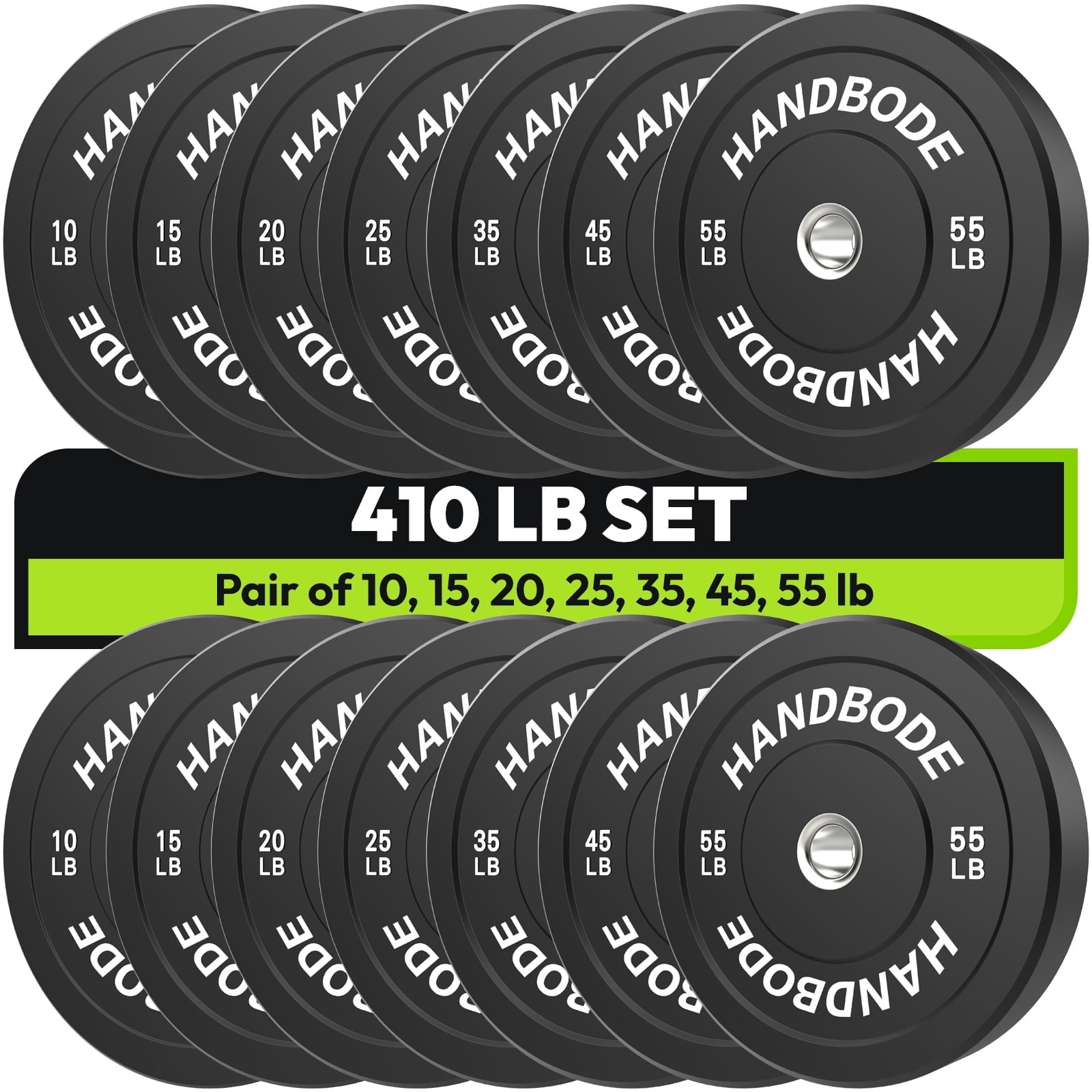 HANDBODE Bumper Plates 410 lb Set, Olympic Weight Plates Set of 2 ...