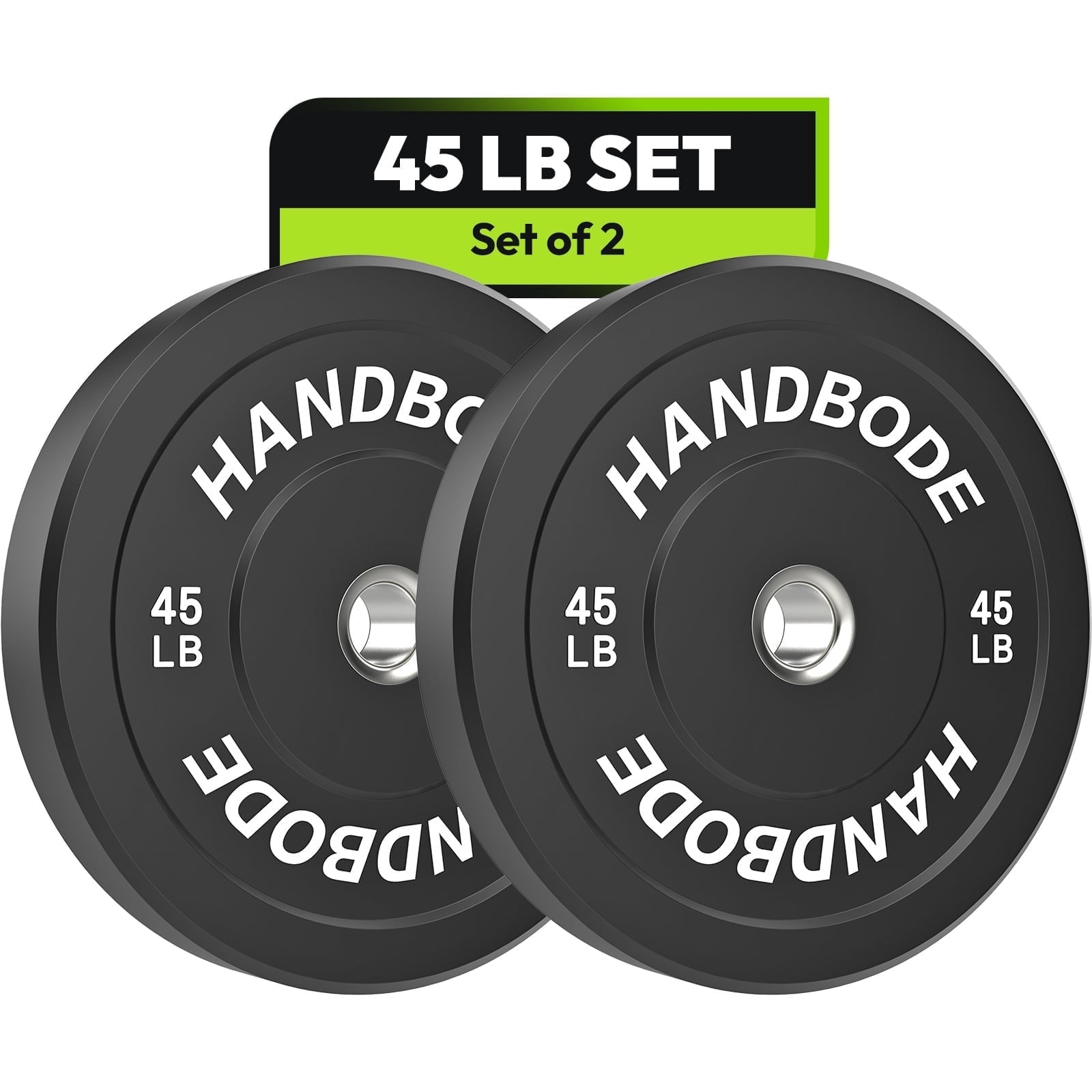 HANDBODE Bumper Plates, 45 lb Olympic Weight Plates Set of 2, Rubber ...