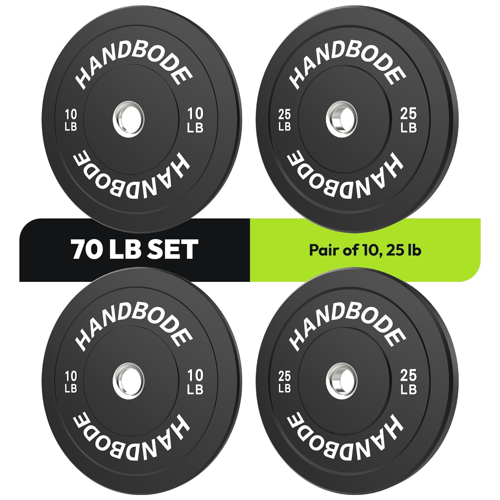 HANDBODE Bumper Plates 70 lb Set, 10 / 25 lb Olympic Weight Plates Set ...