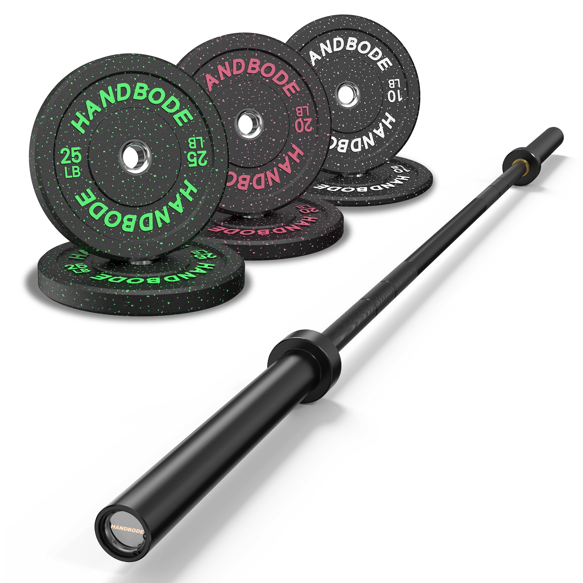 HANDBODE Bumper Plates High-Bounce Olympic Weight Plates, Colored crumb ...