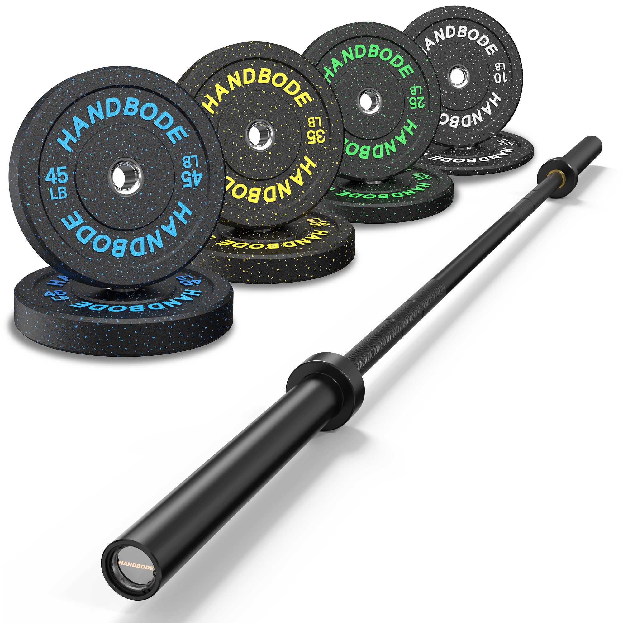 HANDBODE Bumper Plates High-Bounce Olympic Weight Plates, Colored crumb ...