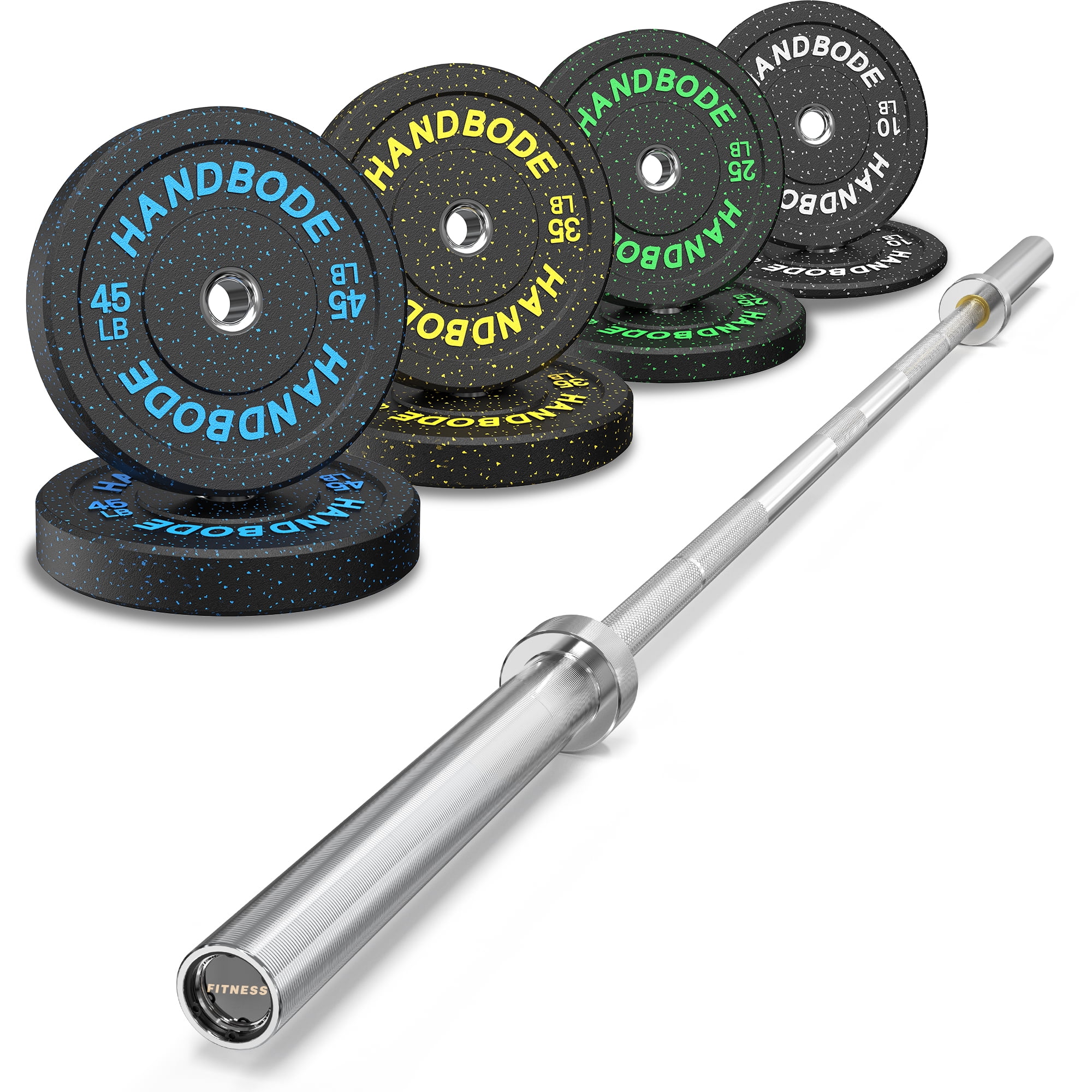HANDBODE Bumper Plates High-Bounce Olympic Weight Plates, Colored crumb ...