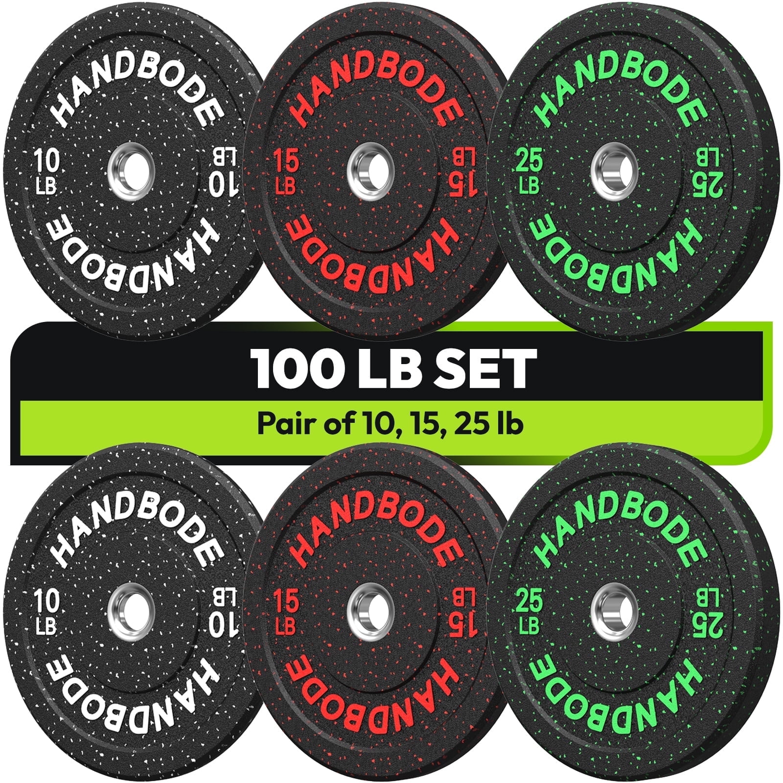 HANDBODE Bumper Plates High-Bounce Olympic Weight Plates, Colored crumb ...