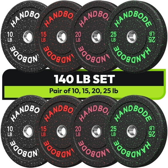 HANDBODE Bumper Plates High-Bounce Olympic Weight Plates, Colored crumb ...