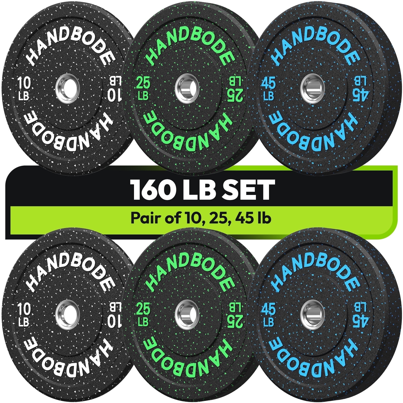 HANDBODE Bumper Plates High-Bounce Olympic Weight Plates, Colored crumb ...