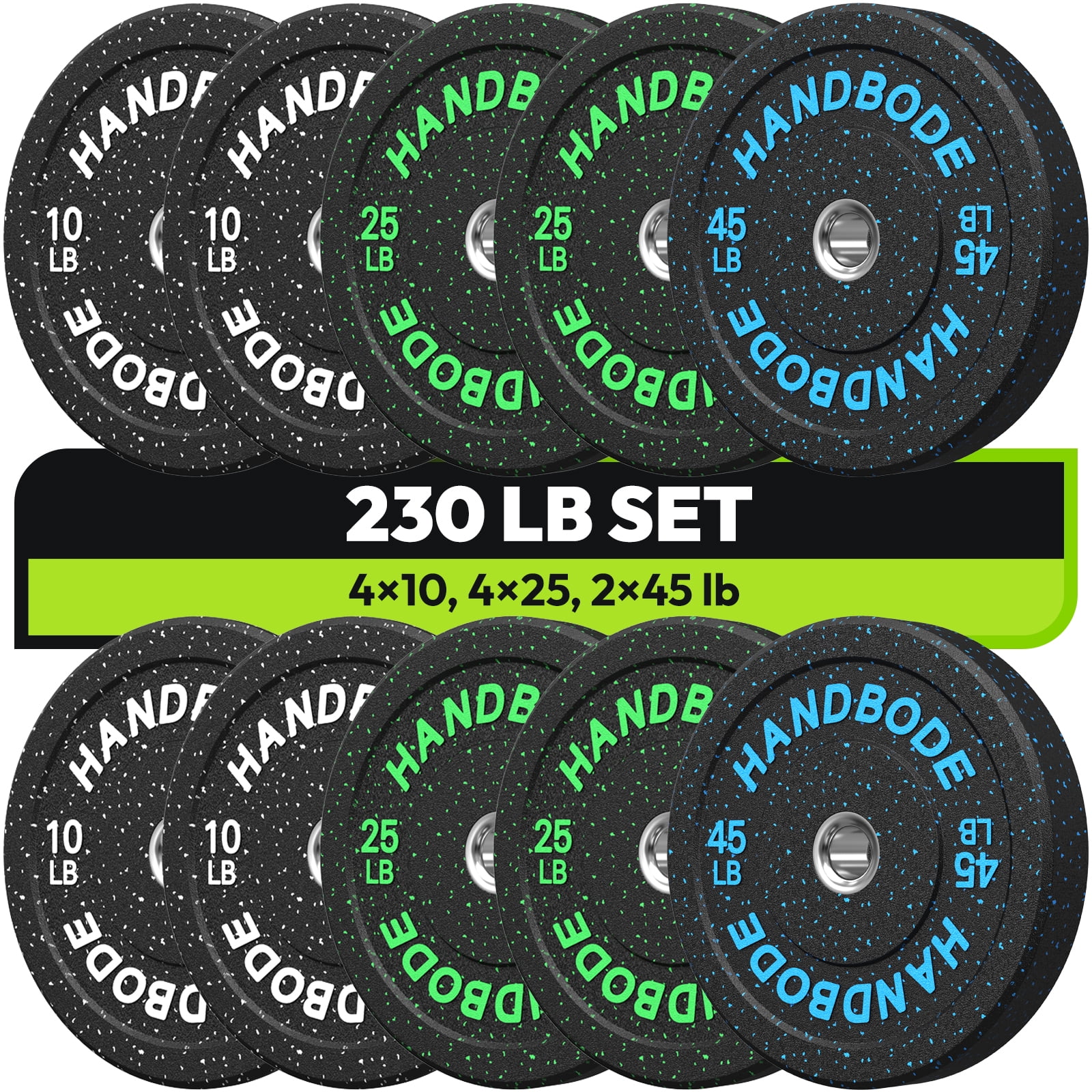 HANDBODE Bumper Plates High-Bounce Olympic Weight Plates, Colored crumb ...
