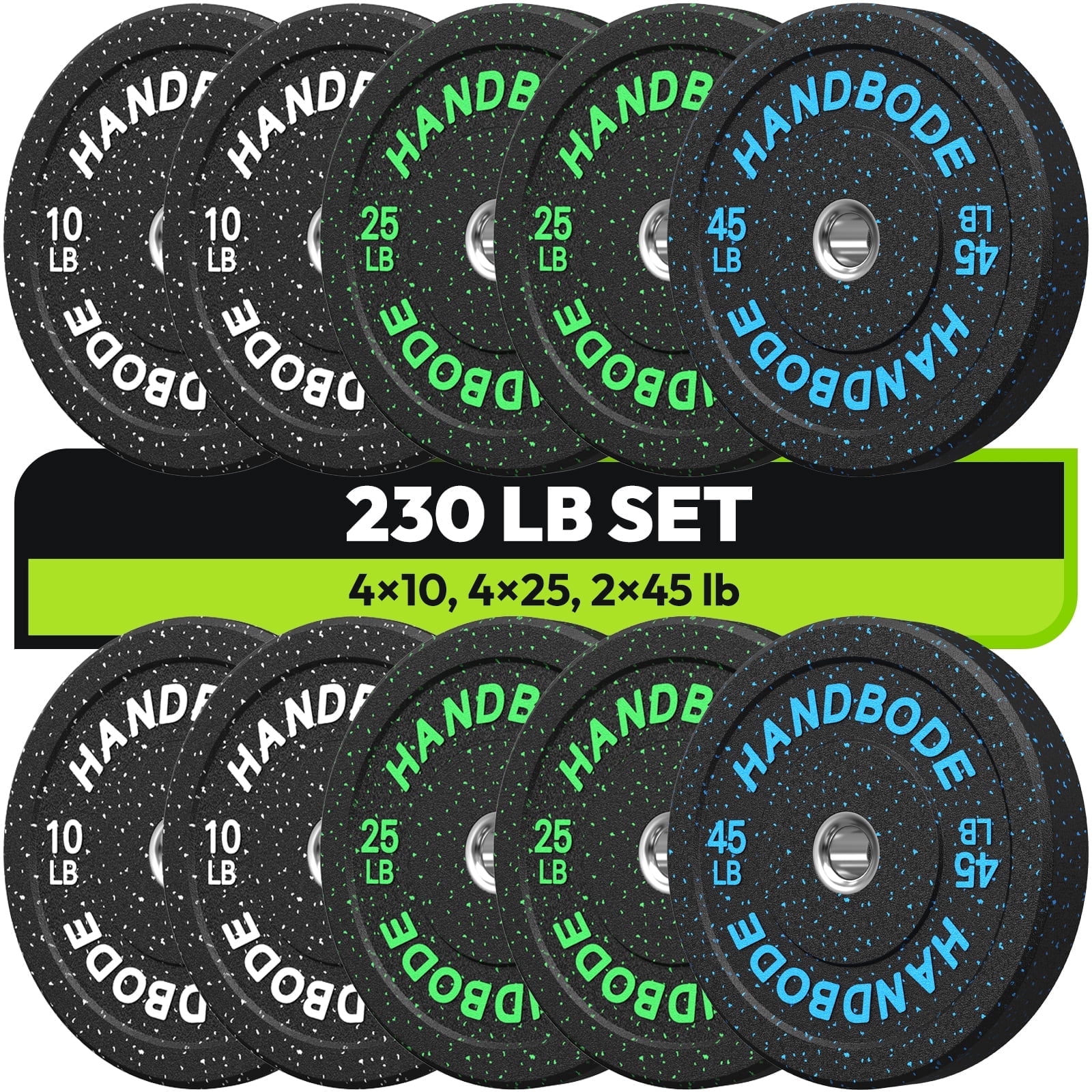 HANDBODE Bumper Plates High-Bounce Olympic Weight Plates, Colored crumb ...