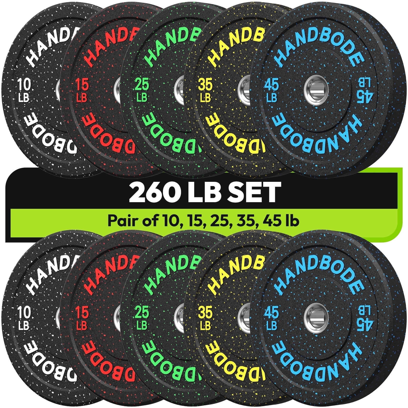 HANDBODE Bumper Plates High-Bounce Olympic Weight Plates, Colored crumb ...