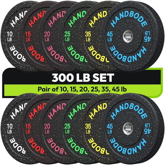 HANDBODE Bumper Plates High-Bounce Olympic Weight Plates, Colored crumb ...