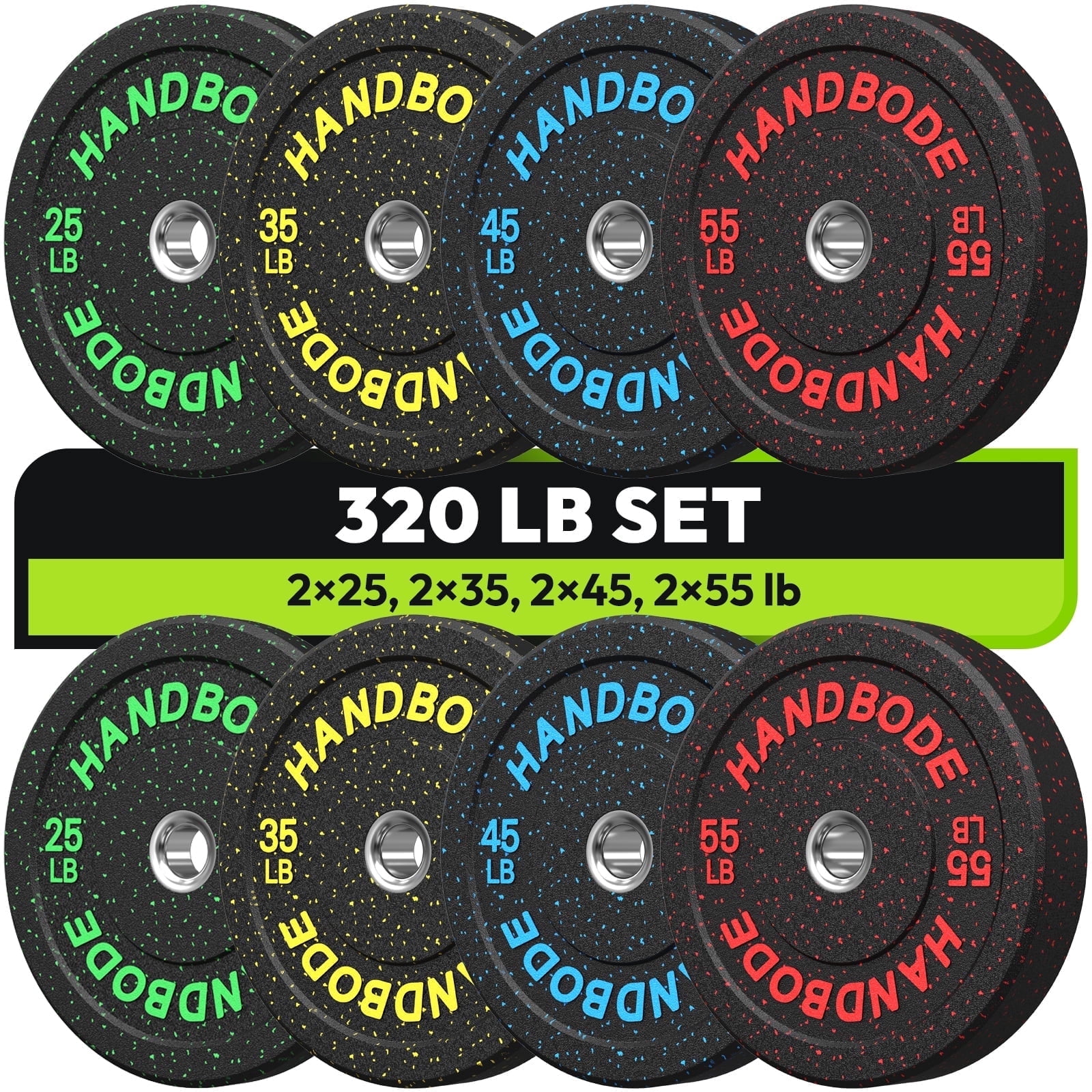 HANDBODE Bumper Plates High-Bounce Olympic Weight Plates, Colored crumb ...