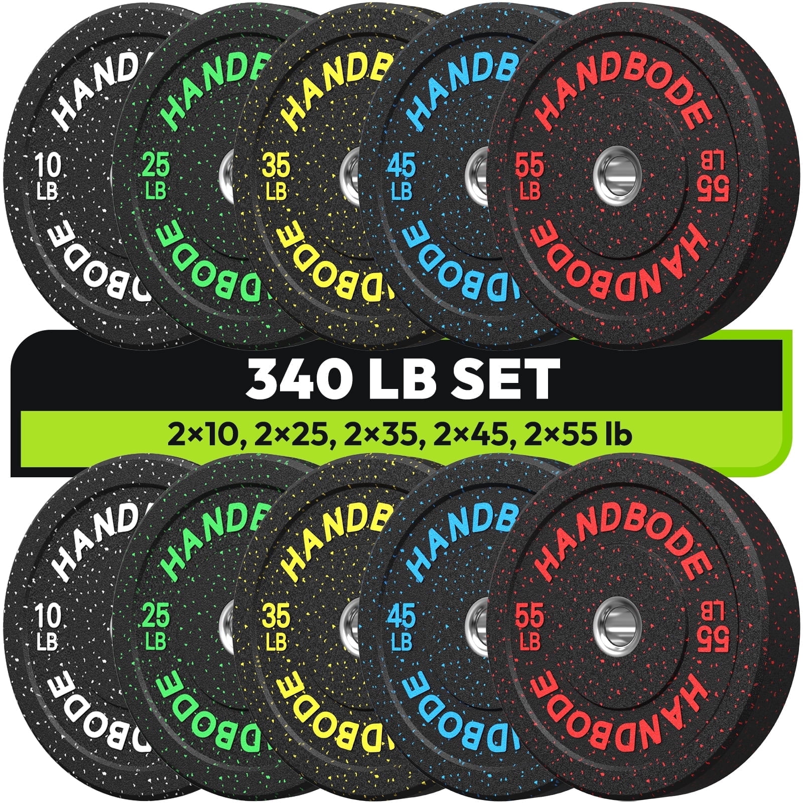 HANDBODE Bumper Plates High-Bounce Olympic Weight Plates, Colored crumb ...