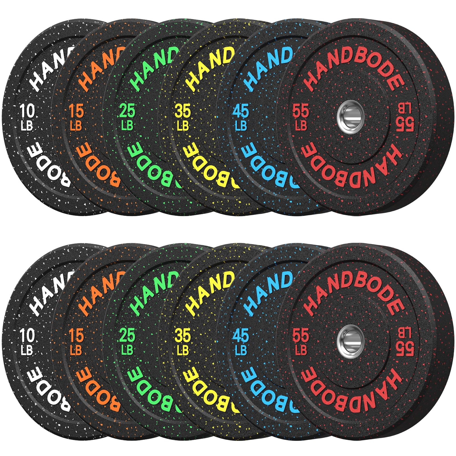 HANDBODE Bumper Plates High-Bounce Olympic Weight Plates, Colored crumb ...