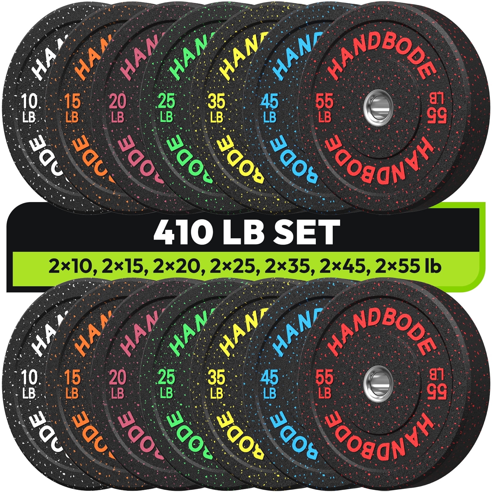 HANDBODE Bumper Plates High-Bounce Olympic Weight Plates, Colored crumb ...