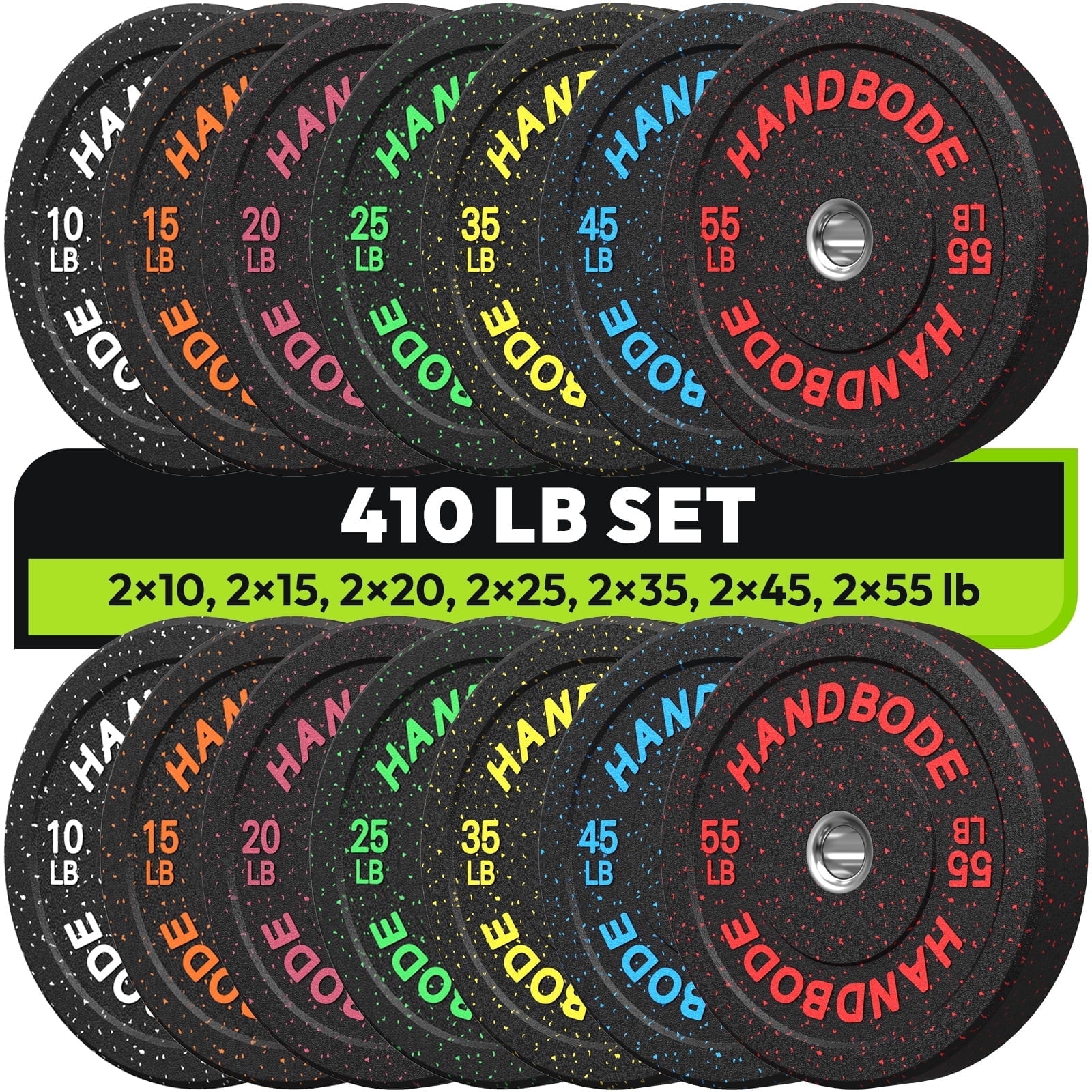 HANDBODE Bumper Plates High-Bounce Olympic Weight Plates, Colored crumb ...