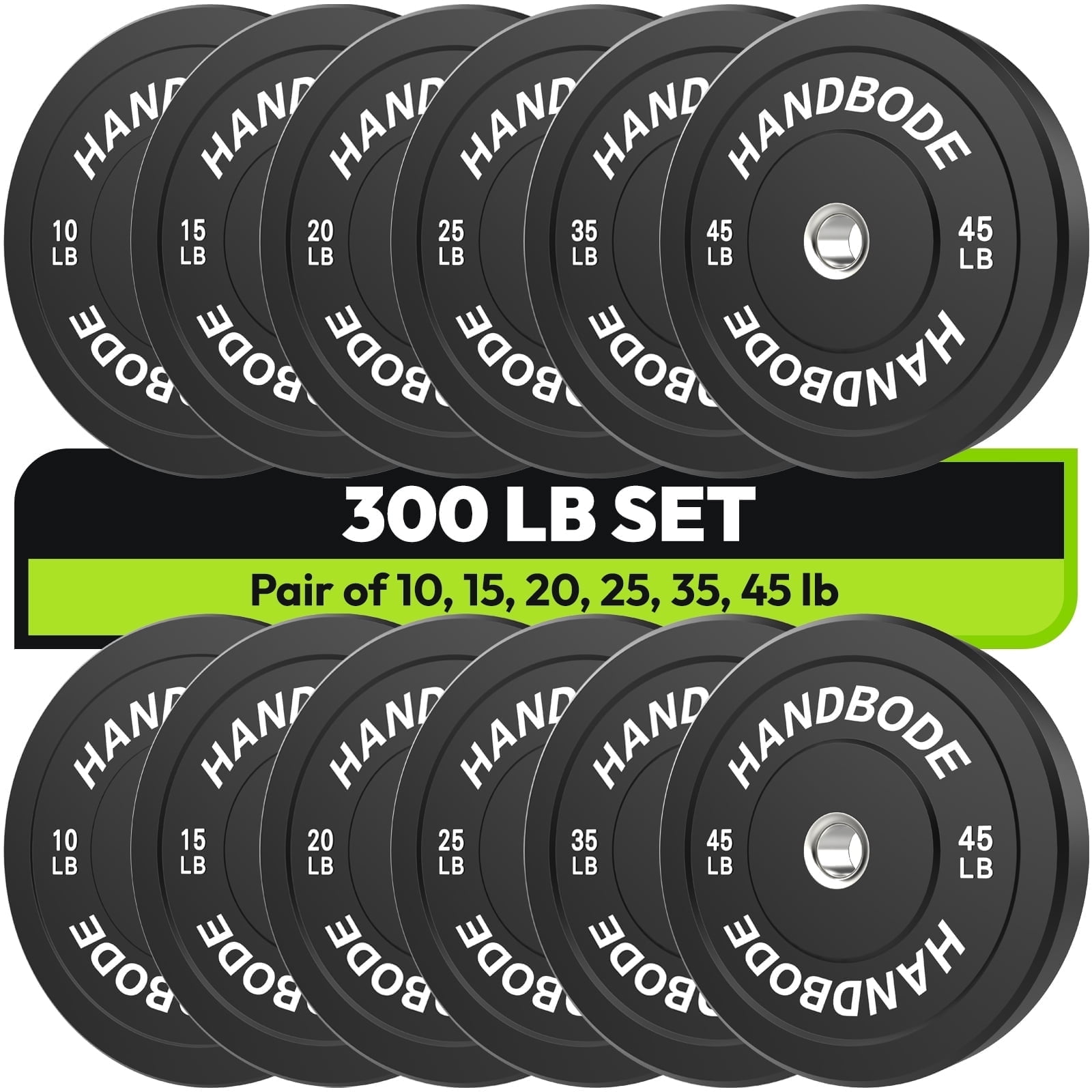 HANDBODE Bumper Plates, Olympic Weight Plates 300 lb Set C, Rubber ...