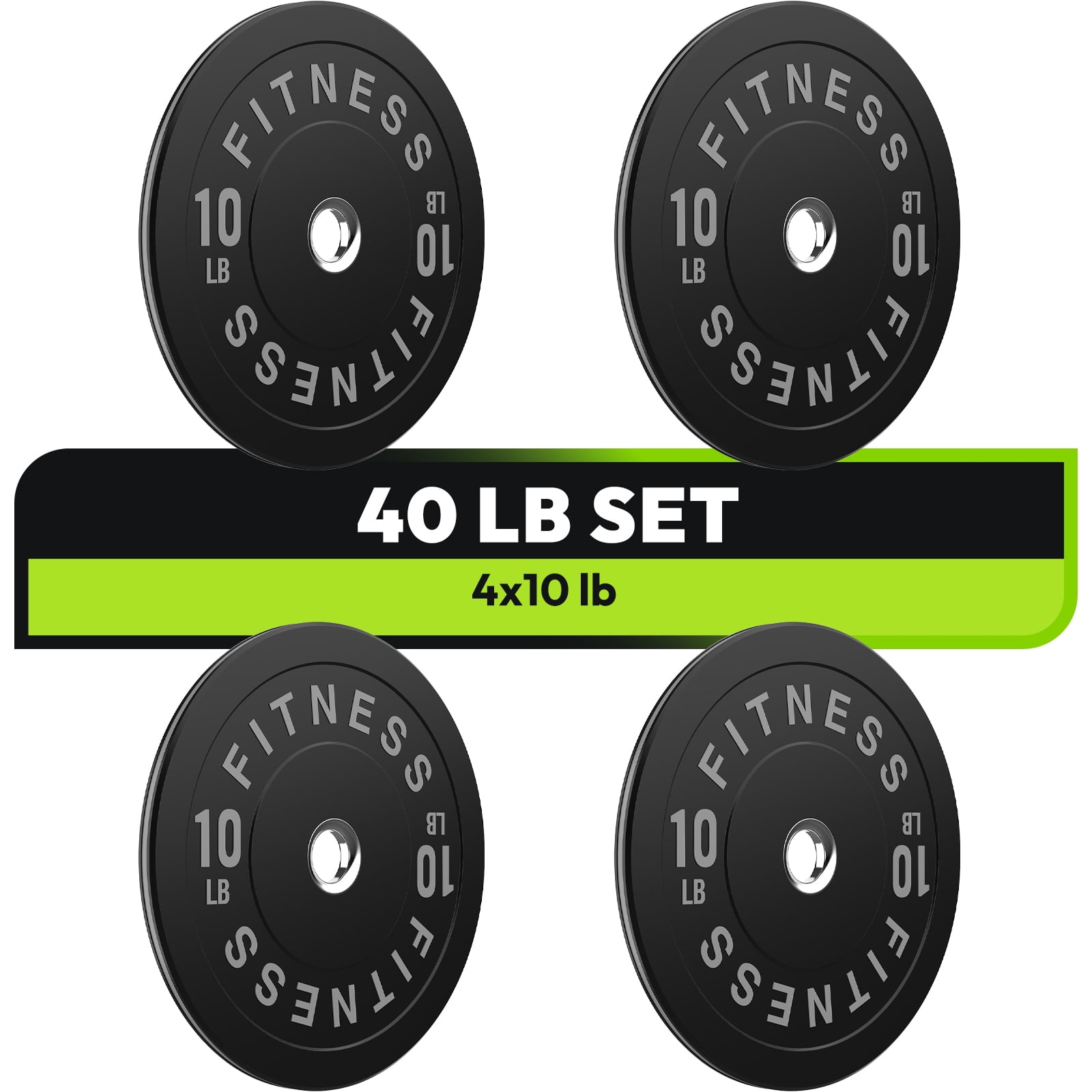 HANDBODE Bumper Plates, Olympic Weight Plates 40 lb Set, Black Rubber ...
