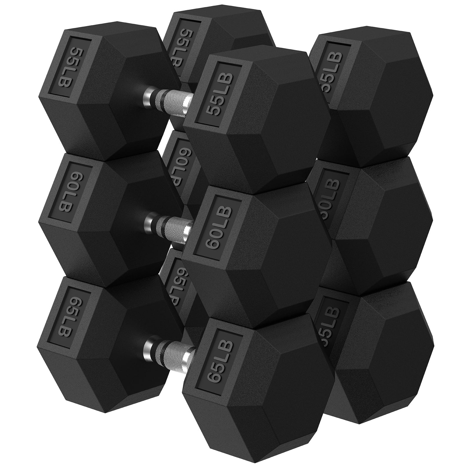 HANDBODE Hex Dumbbell 360 lb Set, 55 / 60 / 65 lb Weights Dumbbells Set ...