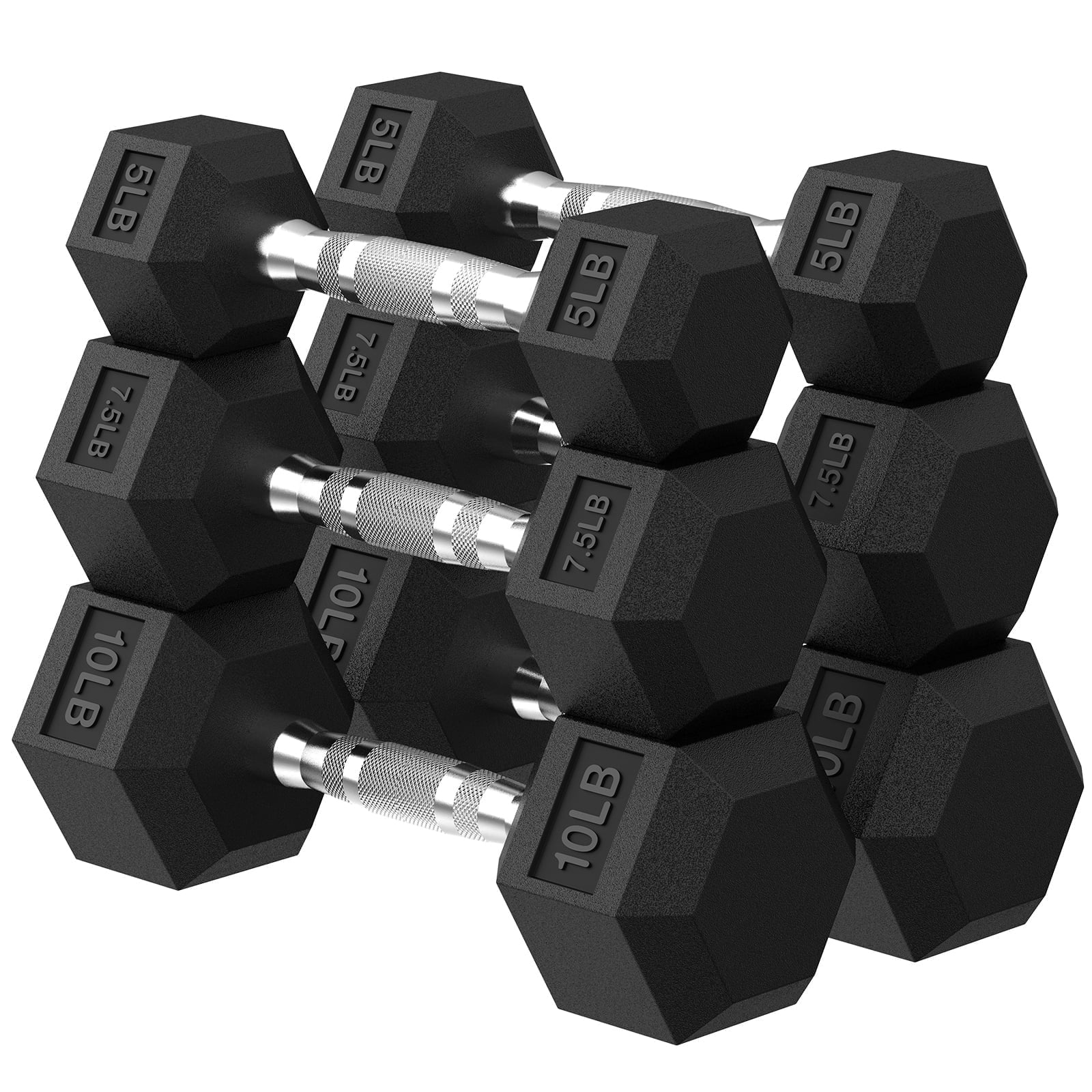 HANDBODE Hex Dumbbell 45 lb Set, 5/7.5/10 lb Weights Dumbbells Set of 2 ...