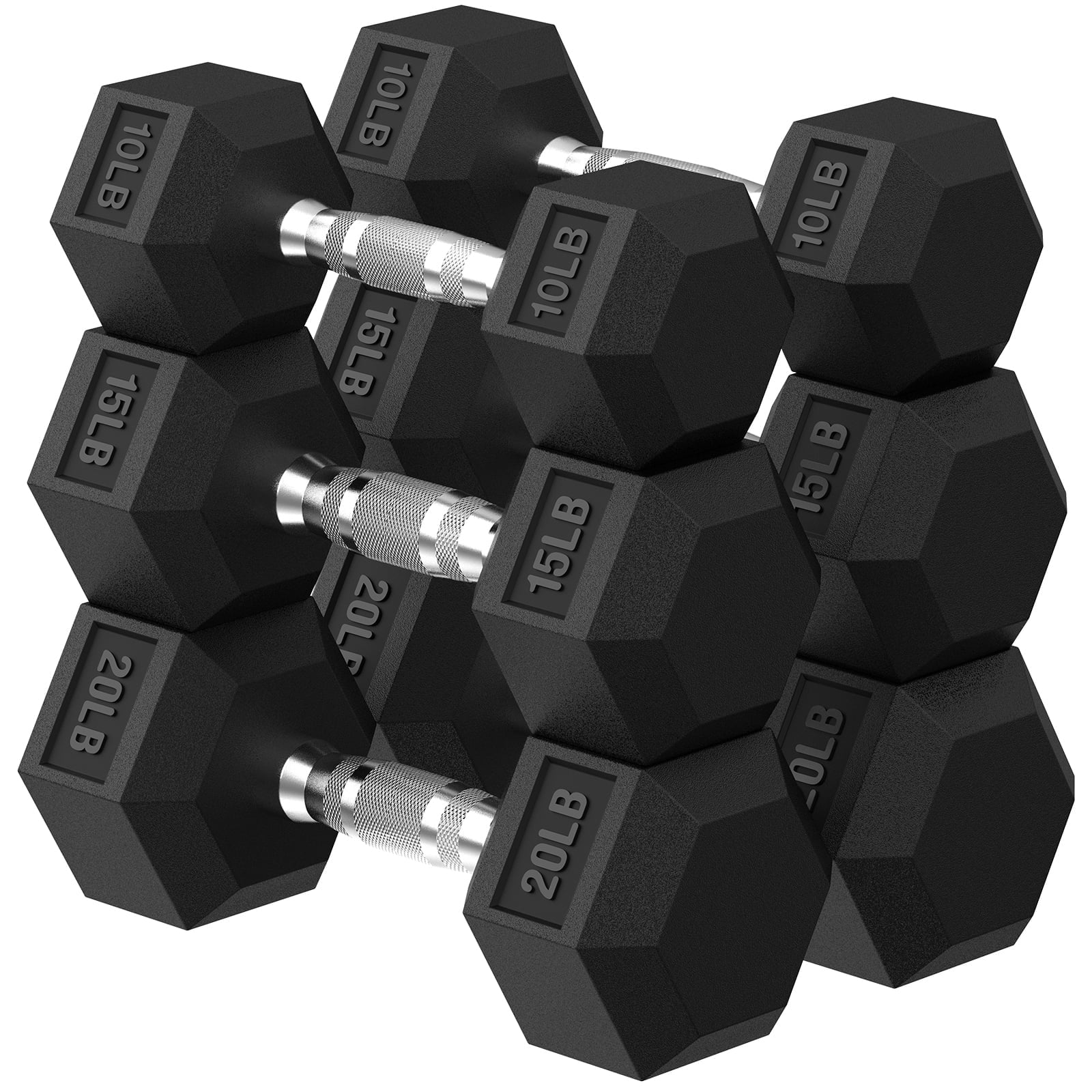 HANDBODE Hex Dumbbell 90 lb Set, 10 / 15 / 20 lb Weights Dumbbells Set ...