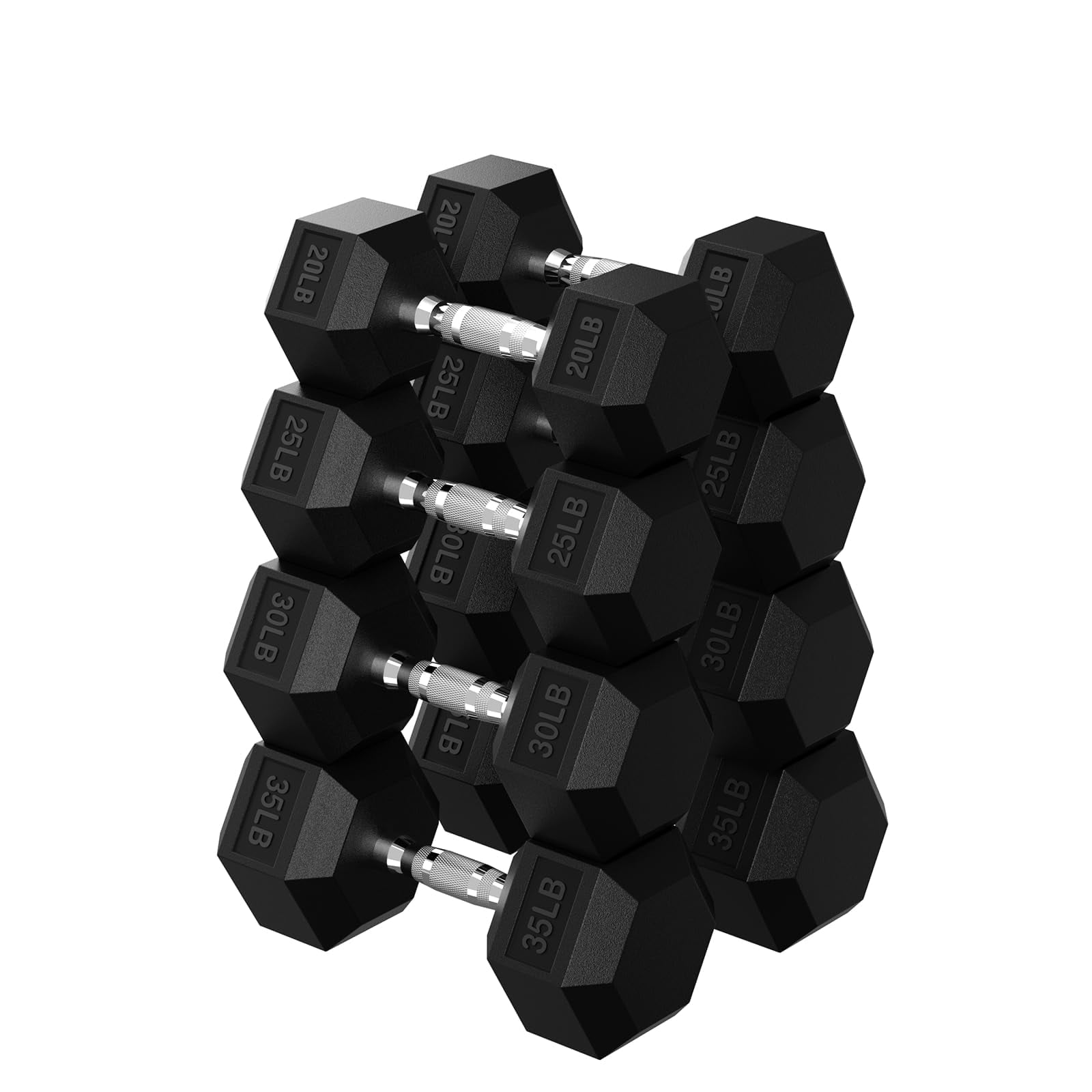 HANDBODE Hex Dumbbell Set 220 lb, Space-Saving Design, Durable Rubber ...