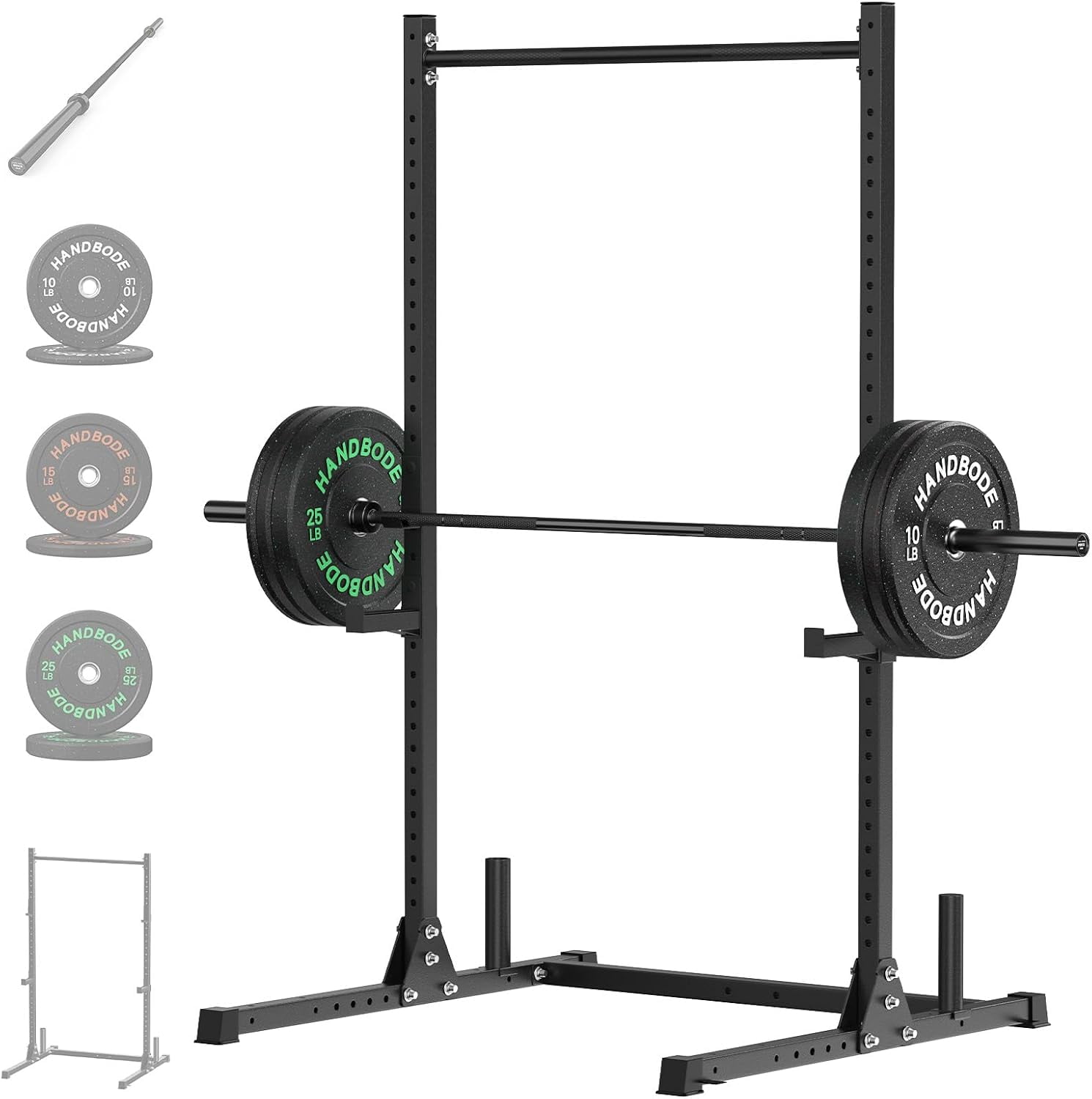 HANDBODE Squat Rack with Pull Up Bar, Adjustable Power Racks for Home ...