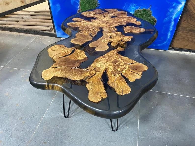 HANDI STONE Epoxy Round Table (Only Top) Natural Wood Table, Wooden ...