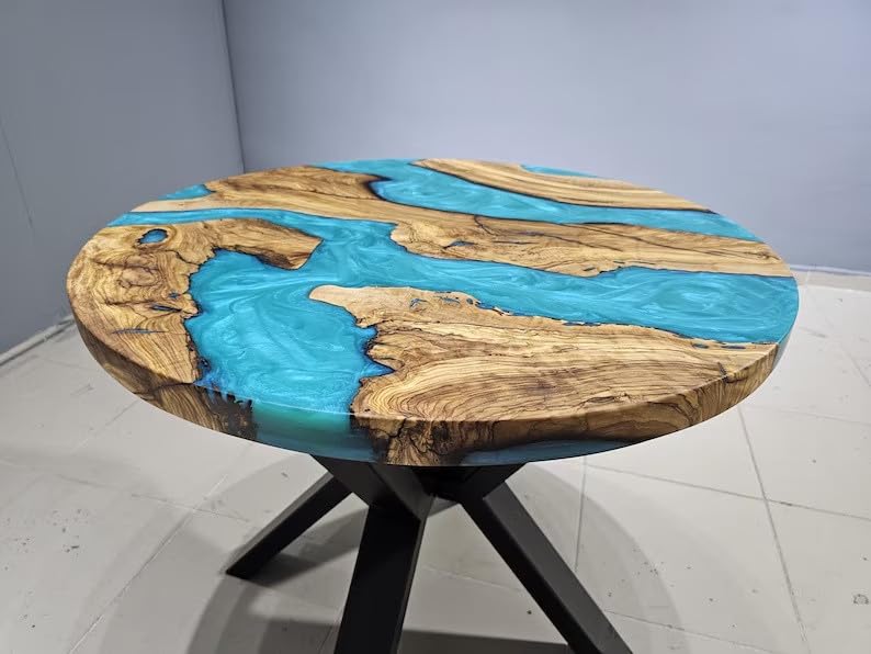 HANDI STONE Epoxy Round Table (Only Top) Natural Wood Table, Wooden ...