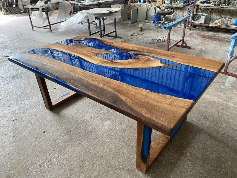 HANDI STONE Epoxy Square Table (Only Top) Natural Wood Table, Wooden ...