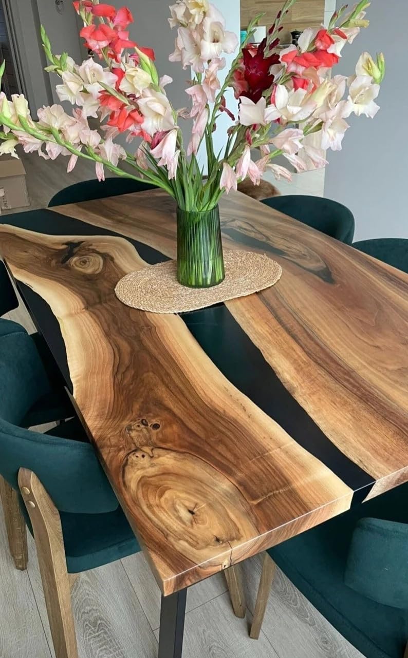 HANDI STONE Epoxy Square Table (Only Top) Natural Wood Table, Wooden ...