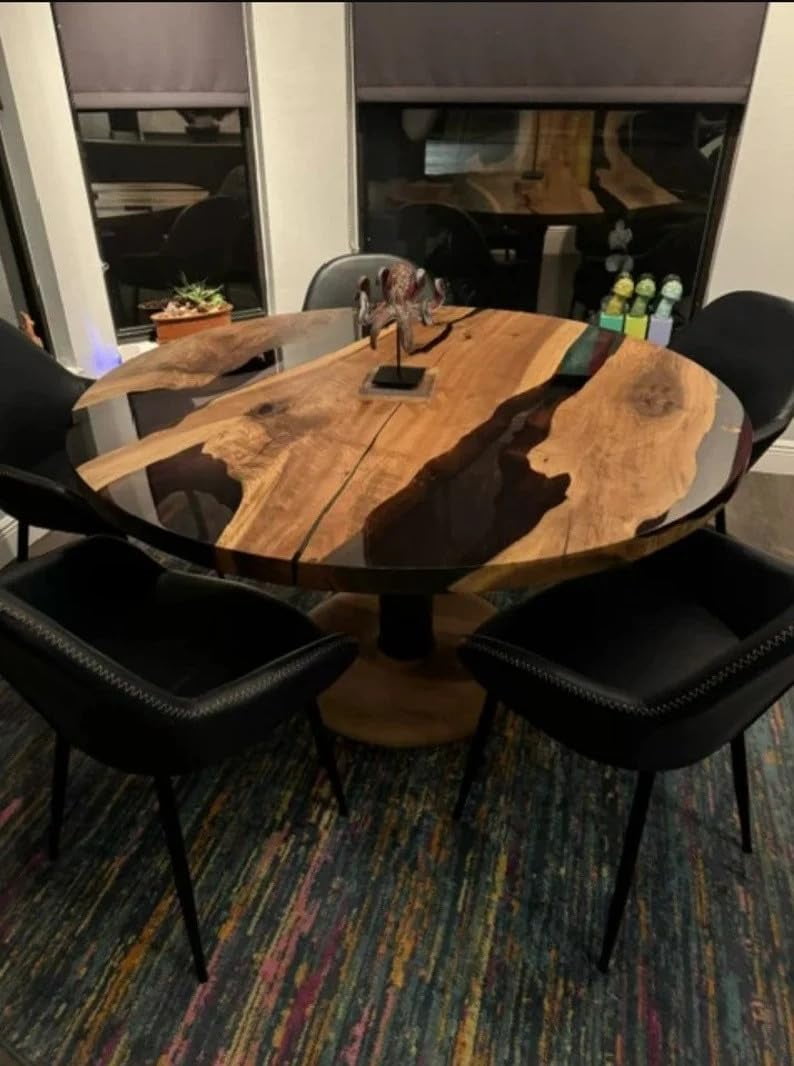 HANDI STONE Epoxy Round Table (Only Top) Natural Wood Table, Wooden ...