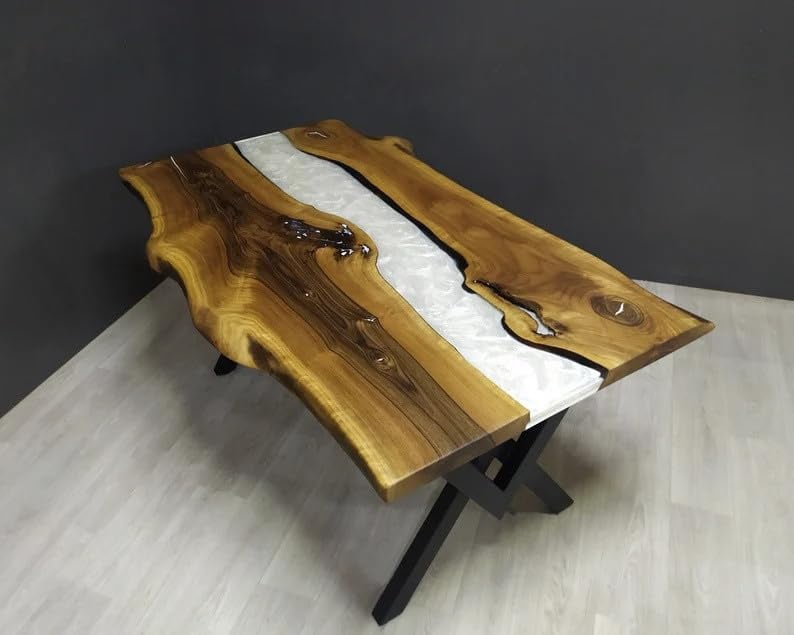 HANDI STONE Epoxy Square Table (Only Top) Natural Wood Table, Wooden ...