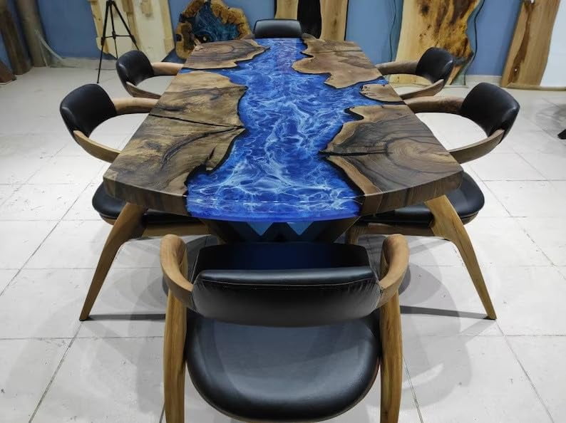 HANDI STONE Epoxy Square Table (Only Top) Natural Wood Table, Wooden ...