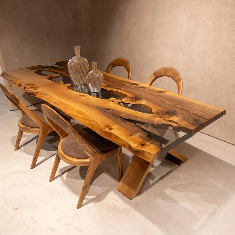 HANDI STONE Epoxy Square Table (Only Top) Natural Wood Table, Wooden ...