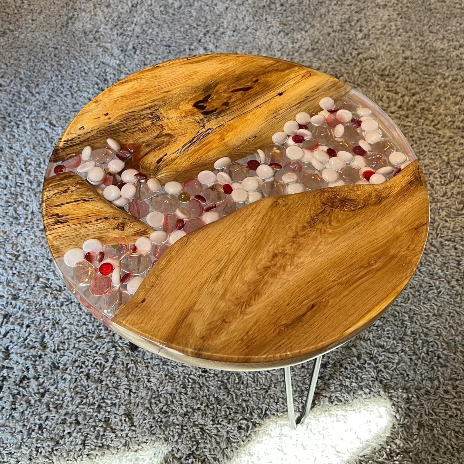 HANDI STONE Epoxy Round Table (Only Top) Natural Wood Table, Wooden ...