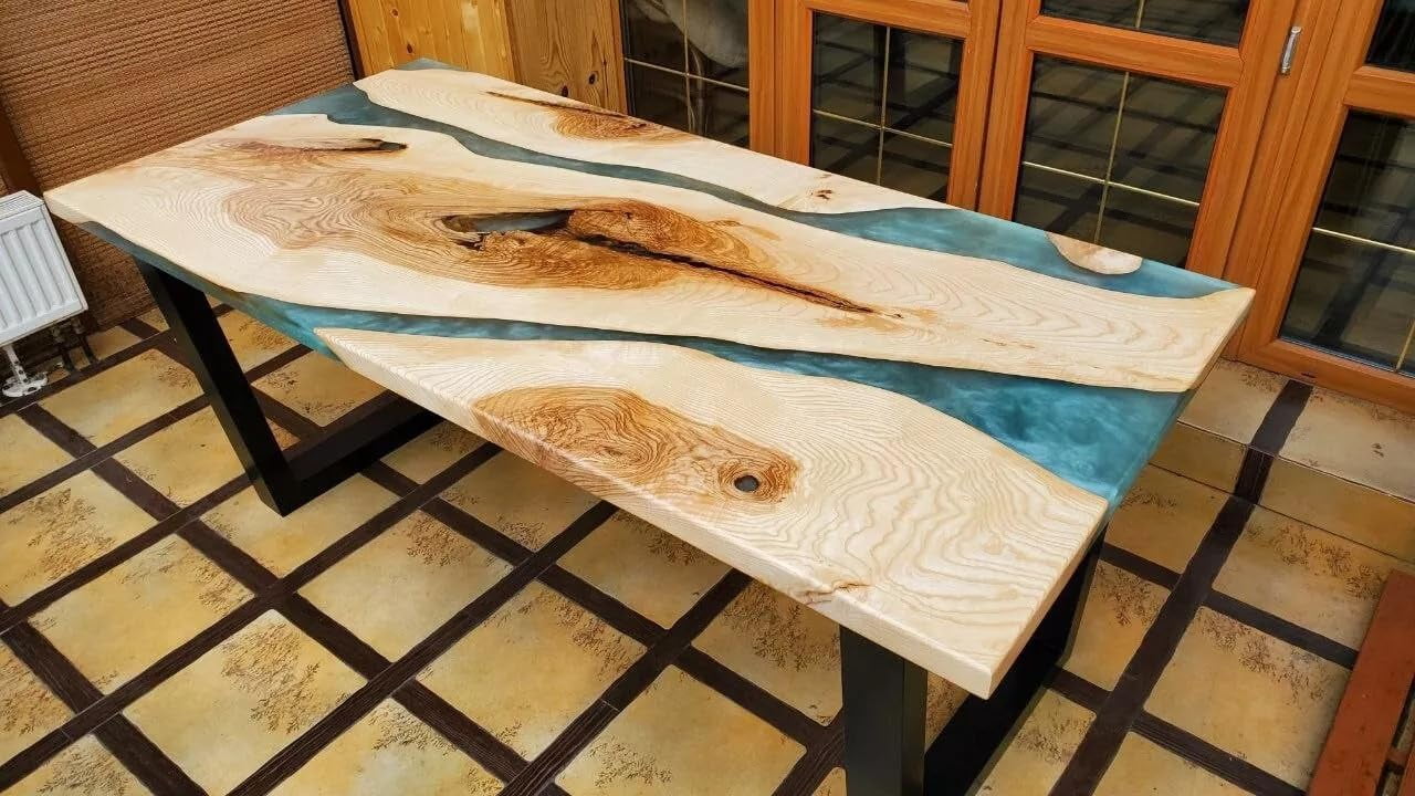 HANDI STONE Epoxy Square Table (Only Top) Natural Wood Table, Wooden ...
