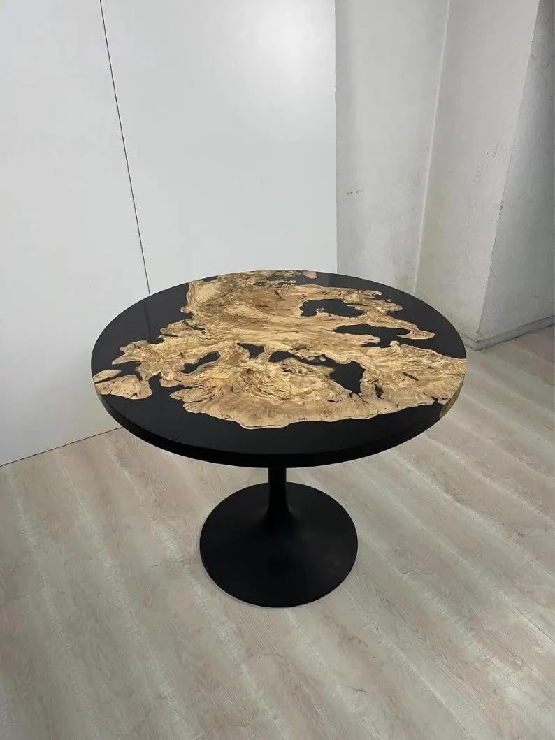 HANDI STONE Epoxy Round Table (Only Top) Natural Wood Table, Wooden ...