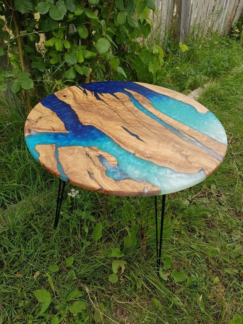HANDI STONE Epoxy Round Table (Only Top) Natural Wood Table, Wooden ...