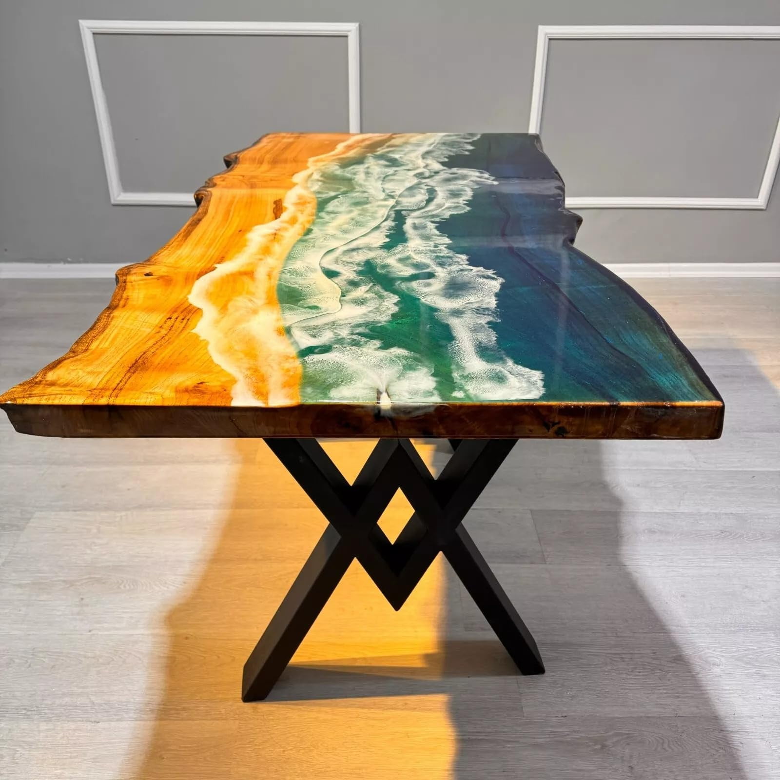 HANDI STONE Epoxy Round Table (Only Top) Natural Wood Table, Wooden ...