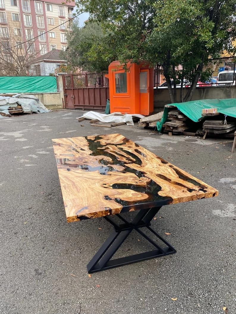 HANDI STONE Epoxy Square Table (Only Top) Natural Wood Table, Wooden ...
