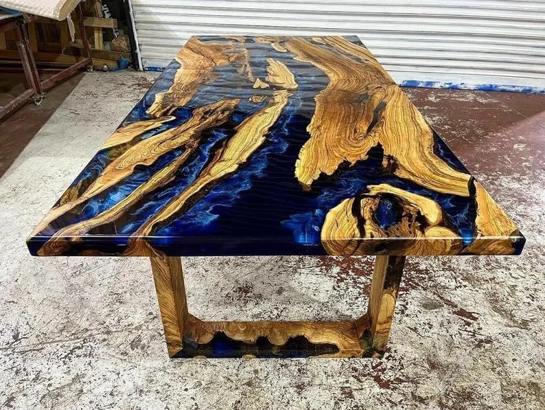 HANDI STONE Epoxy Square Table (Only Top) Natural Wood Table, Wooden ...