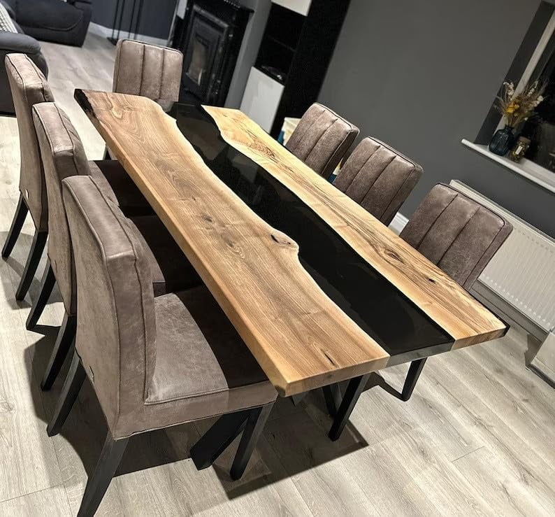 HANDI STONE Epoxy Round Table (Only Top) Natural Wood Table, Wooden ...