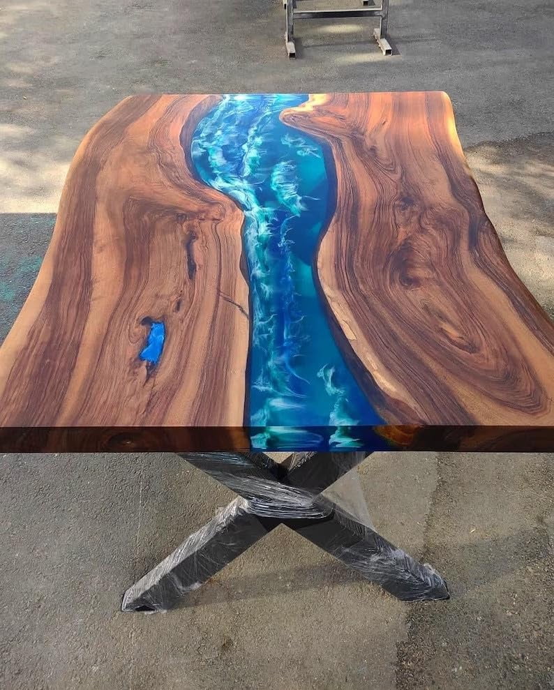 HANDI STONE Epoxy Square Table (Only Top) Natural Wood Table, Wooden ...