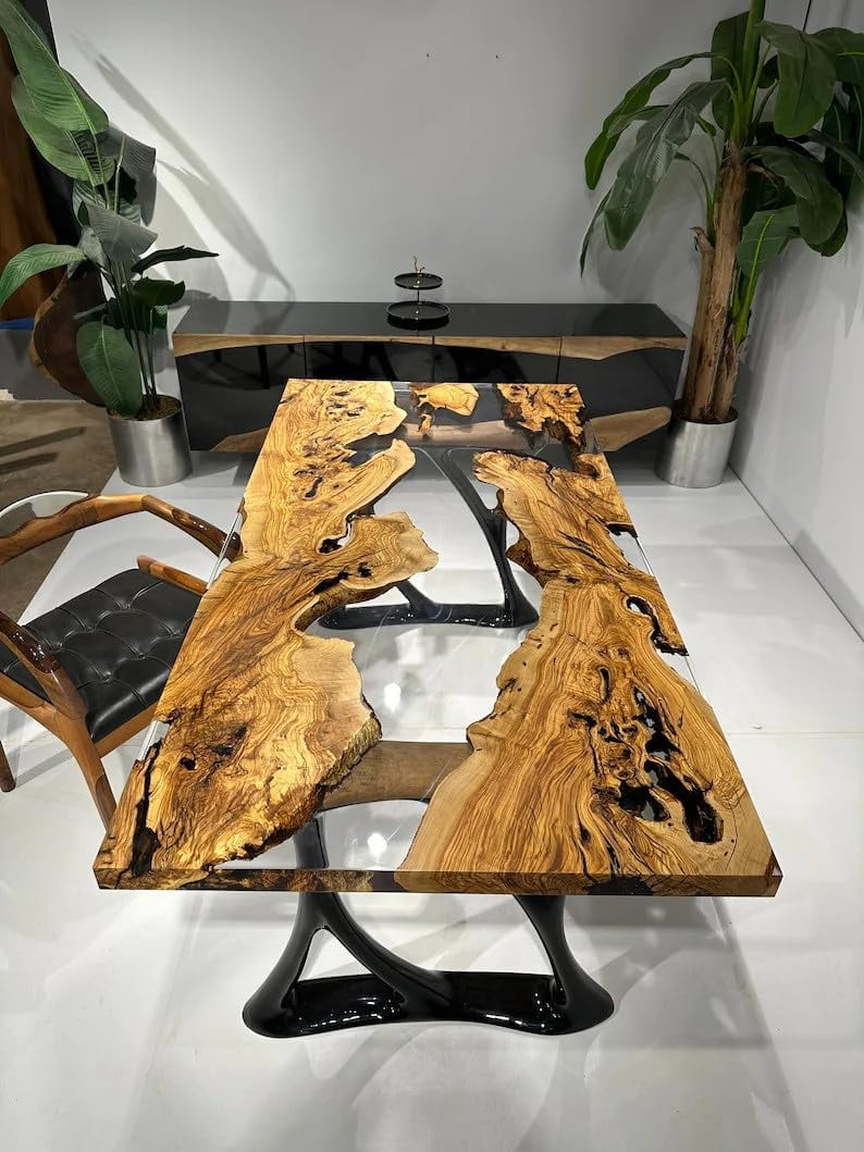 HANDI STONE Epoxy Square Table (Only Top) Natural Wood Table, Wooden ...
