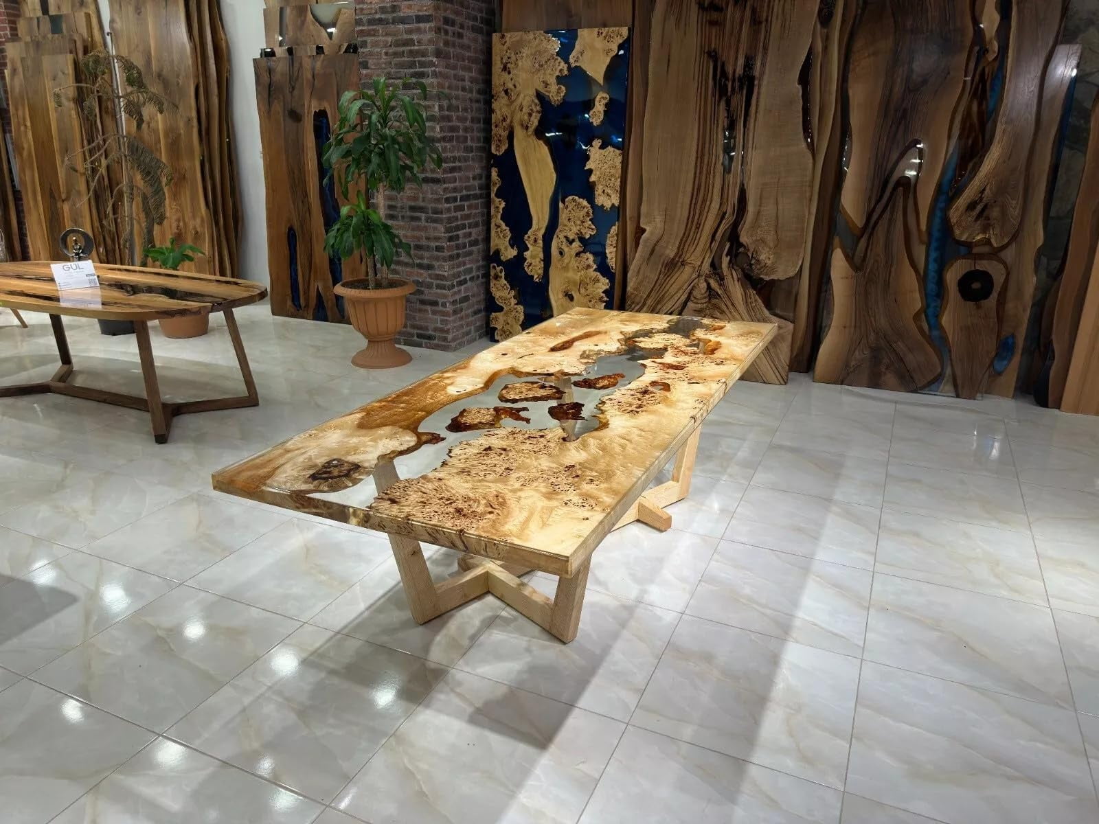 HANDI STONE Epoxy Square Table (Only Top) Natural Wood Table, Wooden ...